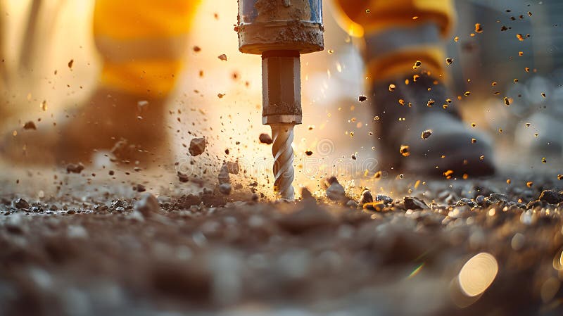 Extreme Close-up of a Concrete Drill in Action Stock Photo - Image of ...