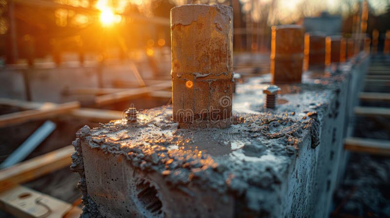 Close-up of Concrete Foundation with Rebar at a Construction Site ...