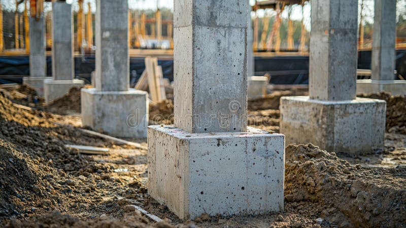 Close-up of Concrete Pillars and Support Beams at a Bridge Stock ...