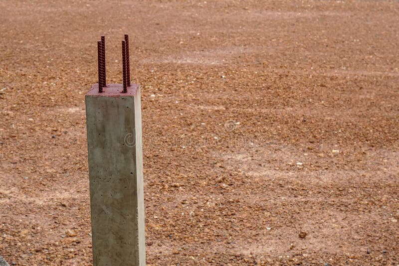 Concrete Post with Steel Structure at Outdoor Site Stock Image - Image ...