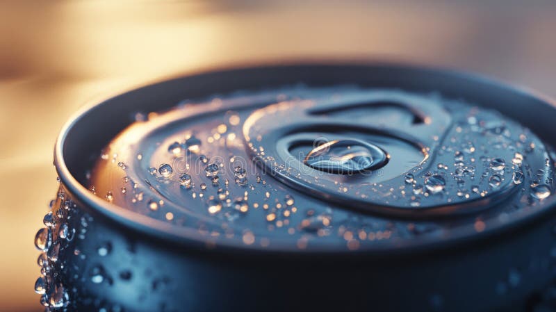Close-up of a Condensation-Covered Aluminum Can Stock Illustration ...