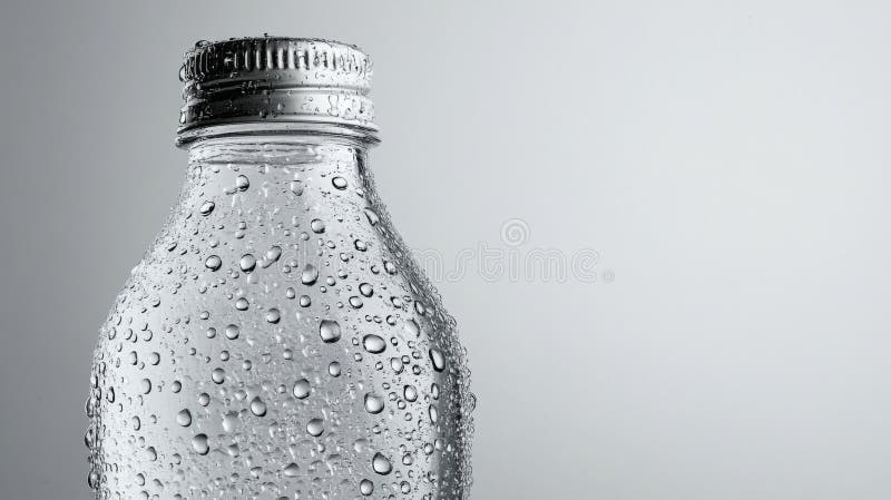 Close-up of a Condensation-Covered Water Bottle Stock Illustration ...
