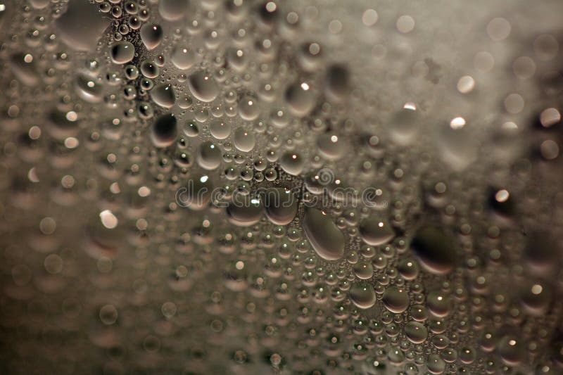 Close Up of Condensation Floating Liquid Water Bubbles and Drips on ...