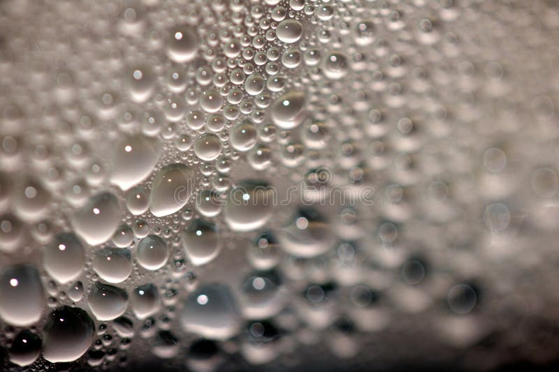 Close Up of Condensation Floating Liquid Water Bubbles and Drips on ...