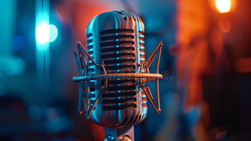 Close-up of a Condenser Microphone in a Recording Booth Stock ...