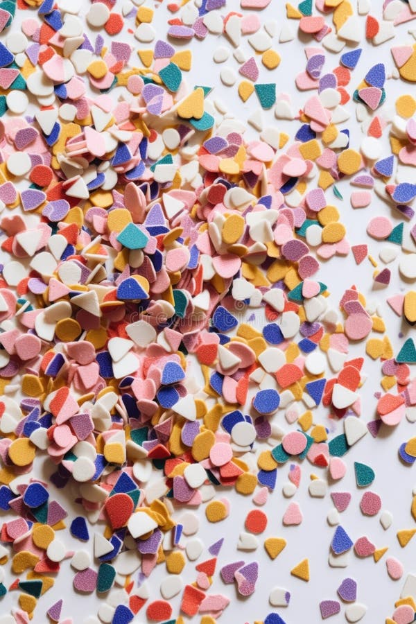 Close-up of Confetti Pieces on a White Surface Stock Illustration ...