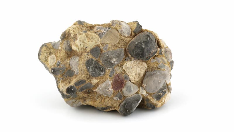 Close Up of a Conglomerate Stone Isolated on White Background, 4K Stock ...