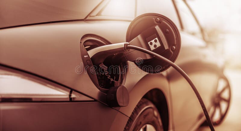 Close-up of the Connected Plug To the Electric Car Stock Image - Image ...