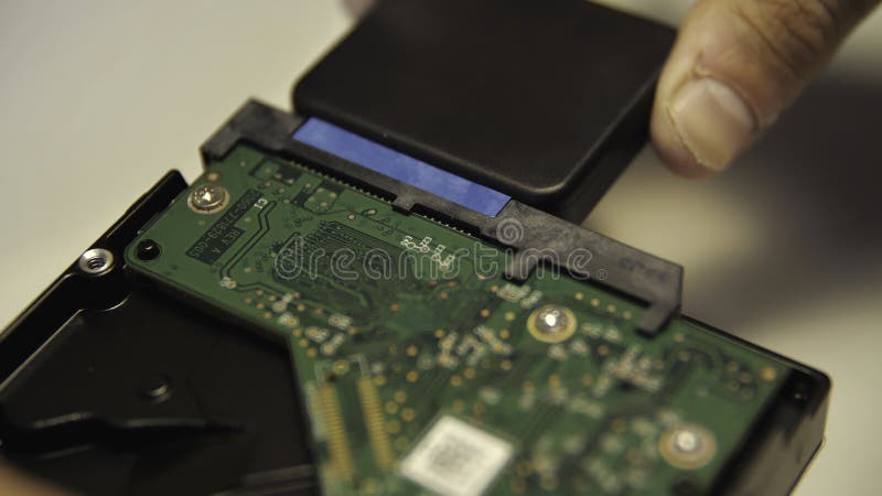 Close Up of Connecting a Chip Via an Adapter To an External Device ...