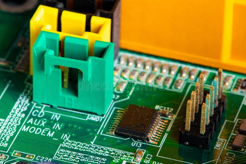 Close Up of Connector Pins on PC Circuit Board Stock Image - Image of ...