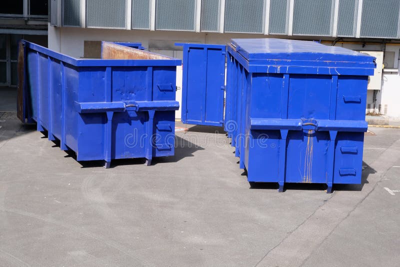 Container Dumpster in the Yard of a Building Stock Image - Image of ...
