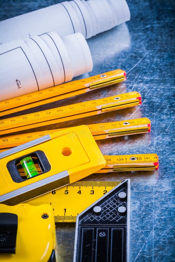 Close Up of Construction Level Blueprints and Stock Photo - Image of ...