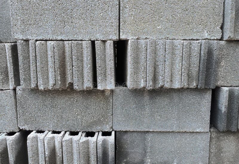 Close Up Construction Material Concrete Block Stacked in Grey Color ...