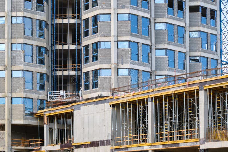 Close-up of the Construction of a New Residential Skyscraper Stock ...