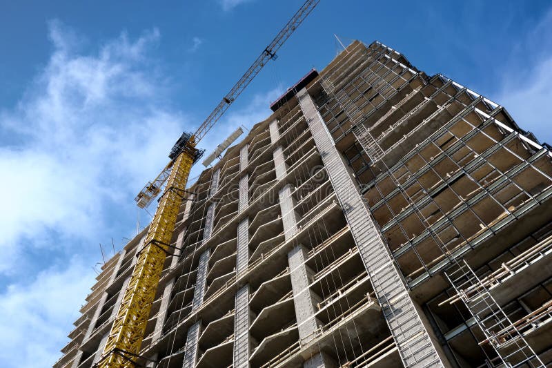 Close-up of the Construction of a New Residential Skyscraper Stock ...