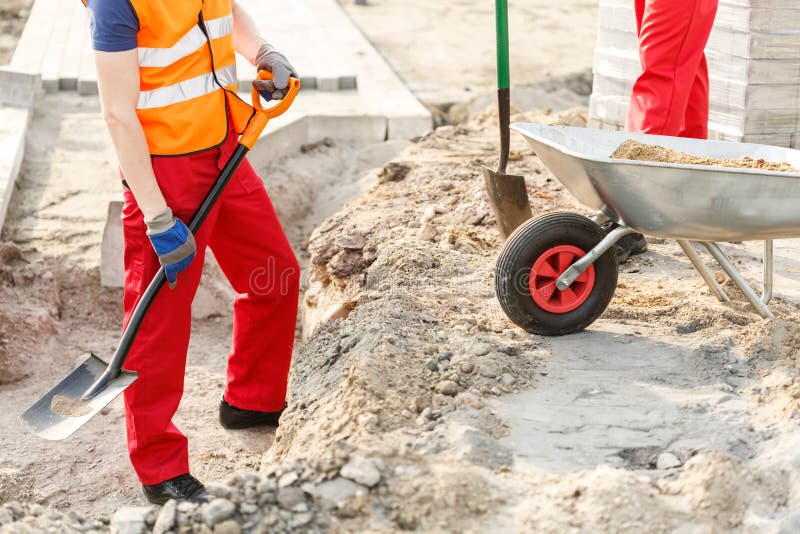 Workers on a Road Construction Stock Photo - Image of people, sign ...