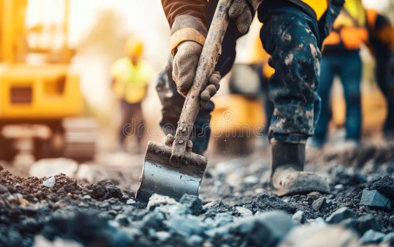 Close-up of Construction Worker S Hands Holding a Shovel, Digging ...