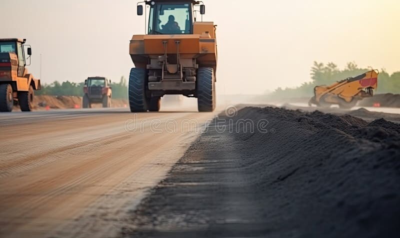 Close-up of Construction Worker Smoothing Out Fresh Asphalt with a ...