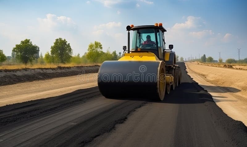 Close-up of Construction Worker Smoothing Out Fresh Asphalt with a ...