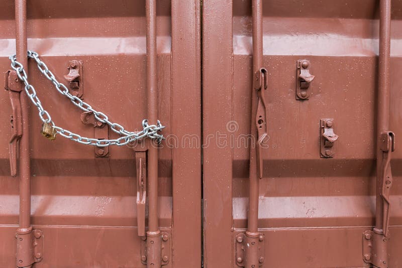 Close Up of Container Door Wet from Rain Stock Image - Image of freight ...