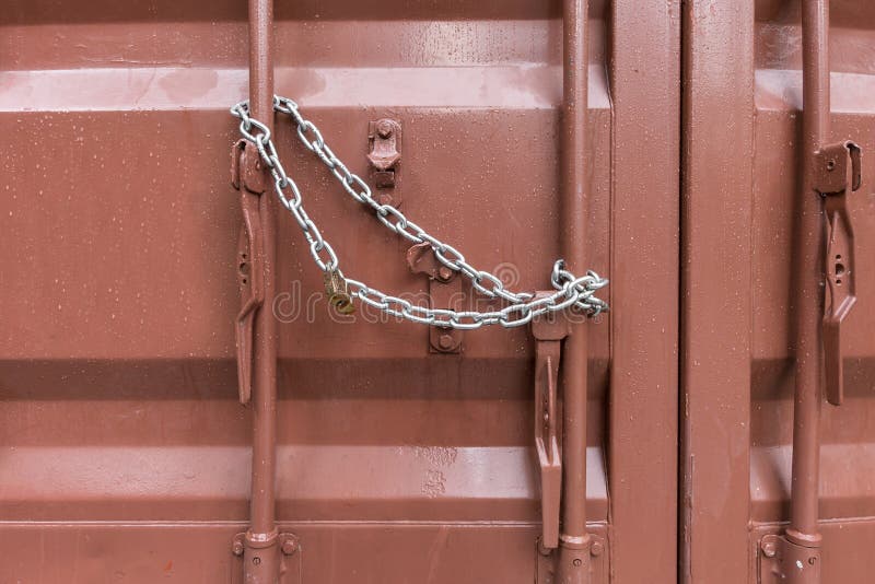 Close Up of Container Door Wet from Rain Stock Image - Image of ...