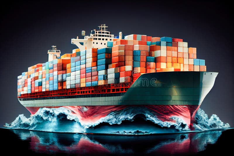 Close-up of a Container Ship at Sea. Generative AI, Generative, AI ...