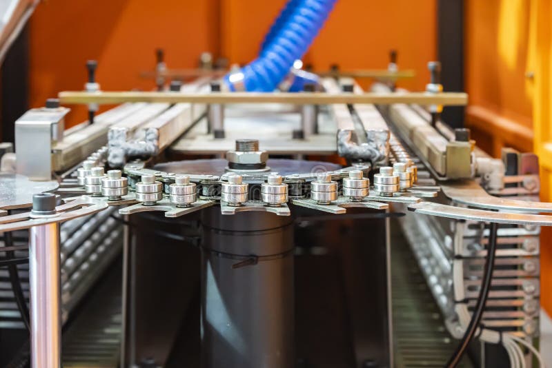 Close Up Continuous Hanging Conveyor Component of Automatic ...