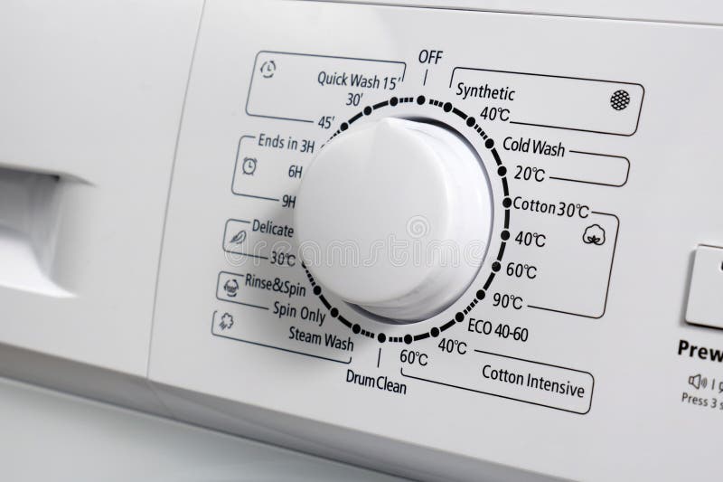 Close-up of the Control Panel of a Modern Washing Machine Gray Color ...