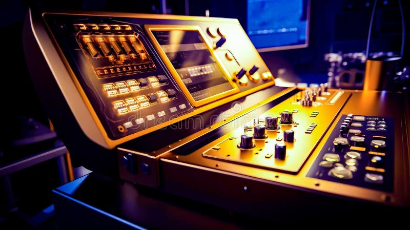 Close Up of Control Panel in Room with Television in the Background ...