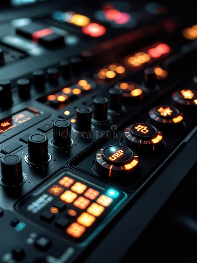 Close Up of the Control Panel of a Sound Recording Studio. Selective ...