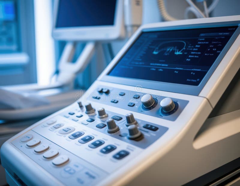 Close-up of Control Panel of Ultrasound Machine, Focus on Interface ...