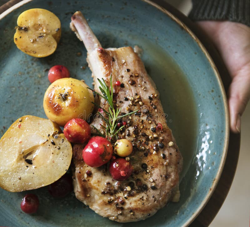 Close Up of Cook Steak on Plate Stock Photo - Image of cheerful, arms ...