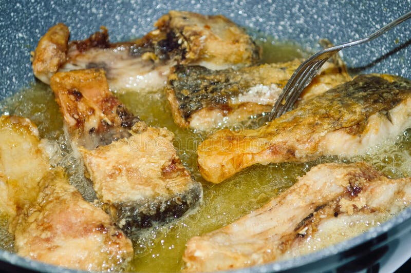 Almost Cooked Pieces of Fish Stock Photo - Image of appetite, slices ...