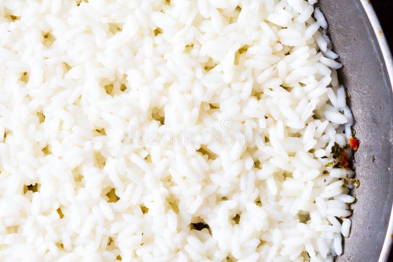 Macro of Cooked White Rice on Black. Stock Photo - Image of vegetarian ...