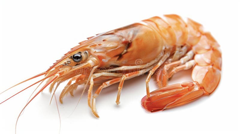 Close-up of a Cooked Shrimp on White Background Stock Illustration ...