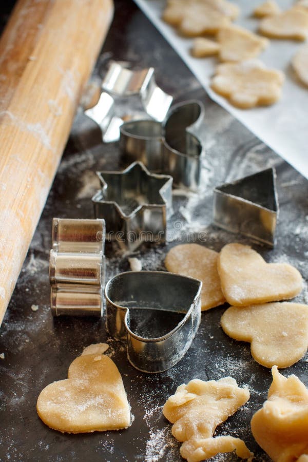 Close Up of Cookie Cutters and Rolling Pin Stock Photo - Image of ...