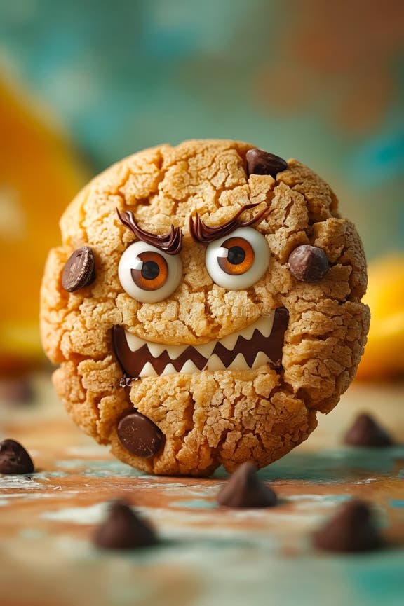 A Close Up of a Cookie with a Face on it. Generative AI Stock Image ...