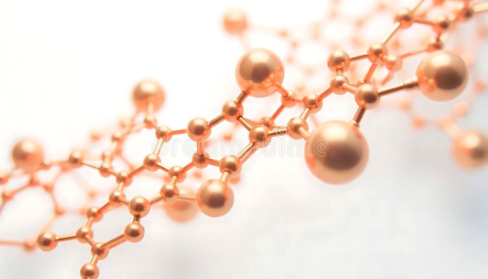 Close Up of a Copper Colored Molecular Structure Against a Bright White ...