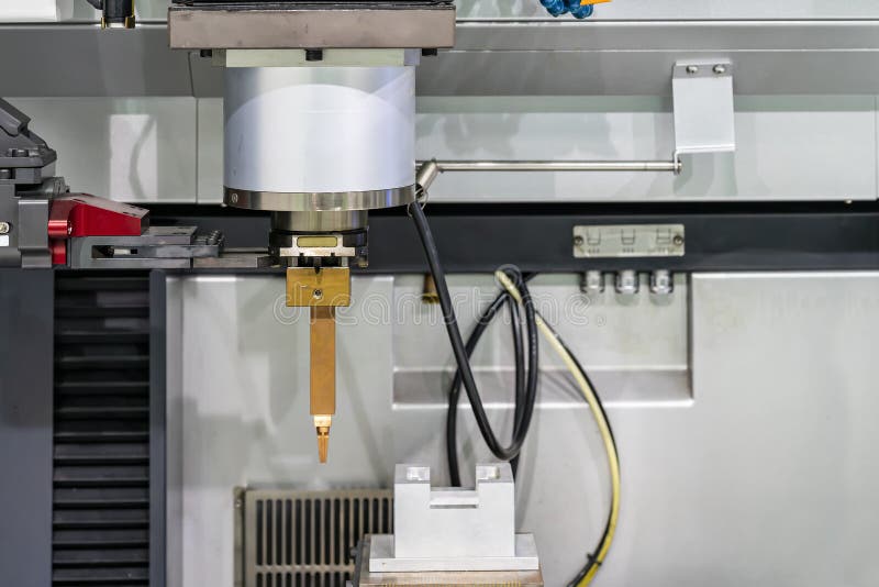 Close Up Copper Electrode during Setup on Automatic Electrical ...