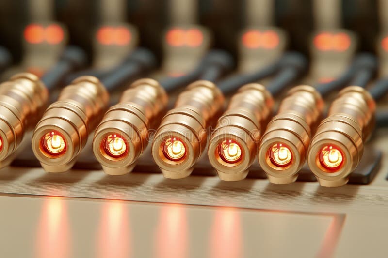Close Up of Copper Electronic Connectors with a Metallic Finish ...