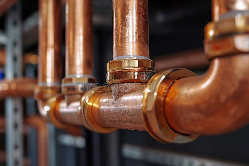 Copper Pipeline System for Water Supply or Heating Stock Illustration ...