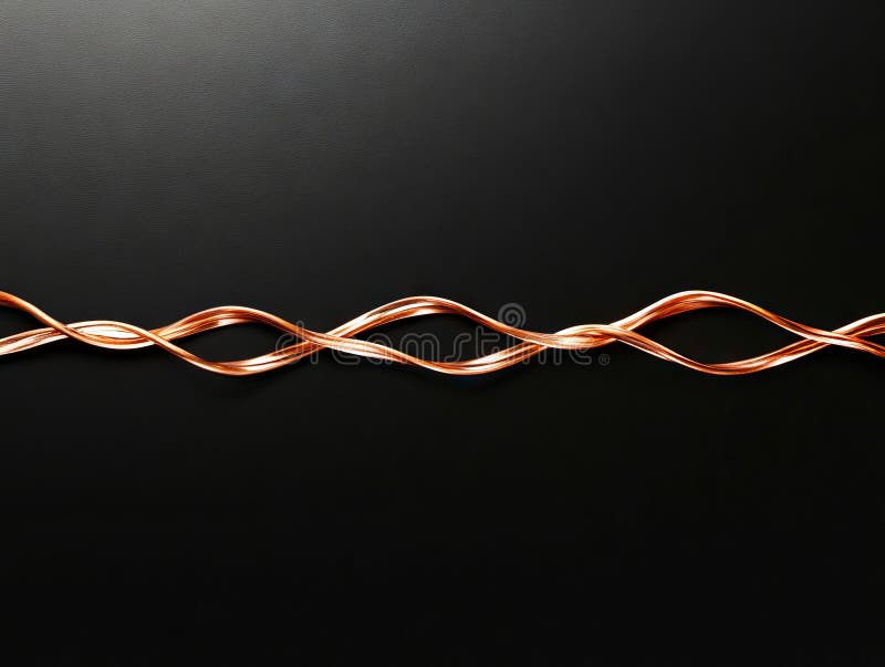 A Close Up of a Copper Wire on a Black Background Stock Image - Image ...