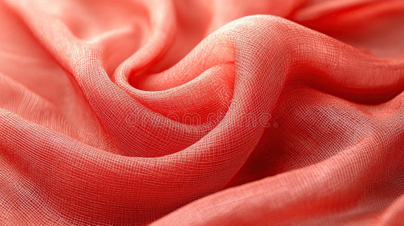 Close-up of Coral-colored Fabric with Soft, Flowing Folds and Textures ...