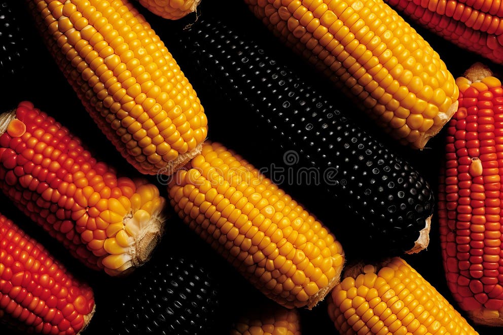 Close-up of Corn Cobs of Different Colors. Close-up of Colorful Corn ...