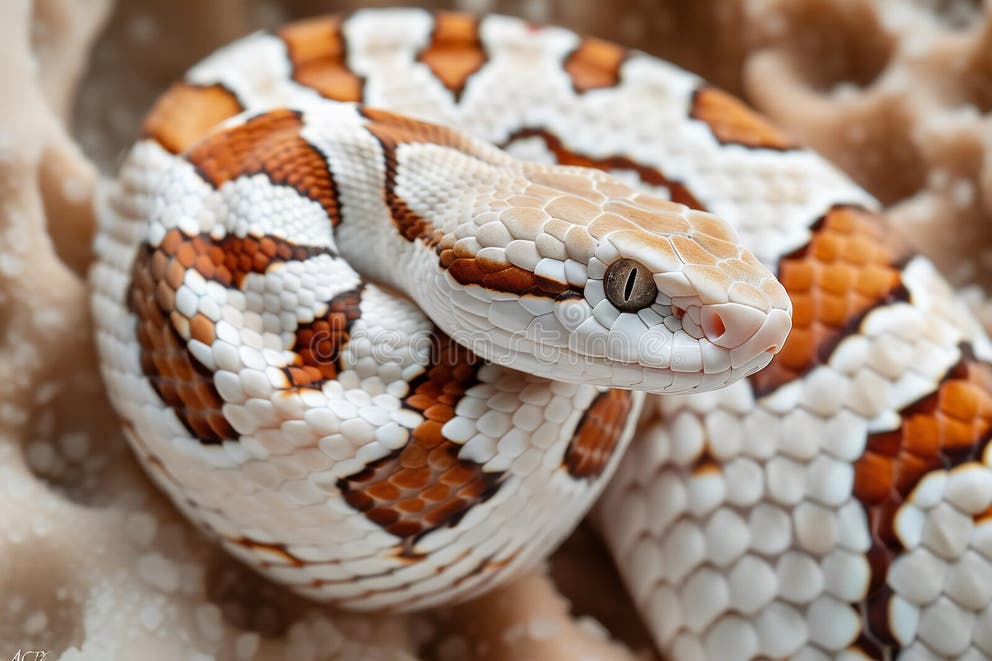 Close-up of a Corn Snake (Python Reticulatus) Stock Illustration ...
