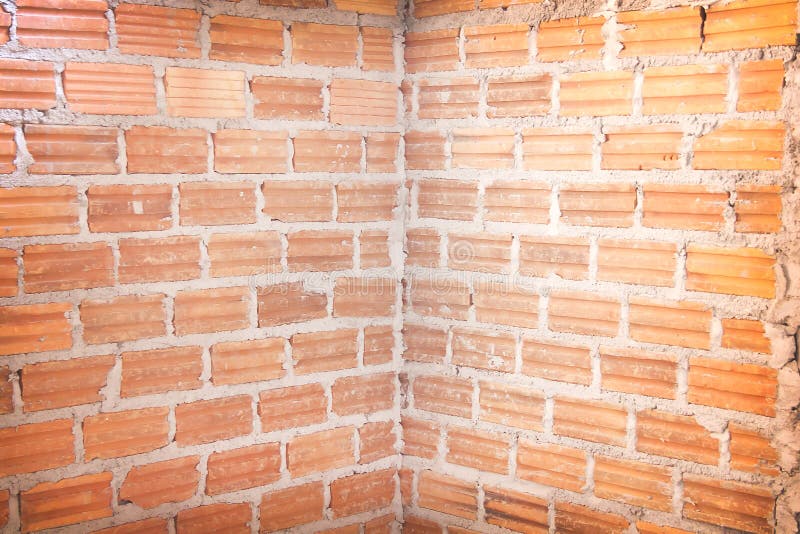 Corner of Brick Wall Patterns Texture before Plastering in Horizontal ...