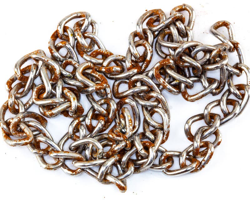 A Closeup of a Rusty Old Chain on a White Background. Stock Photo ...