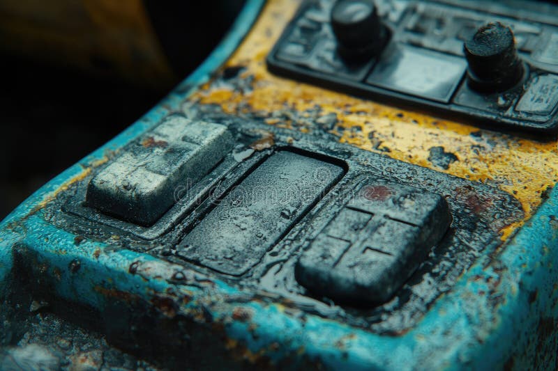 Rusty Control Panel of Old Machinery, Close-up Detail Stock ...