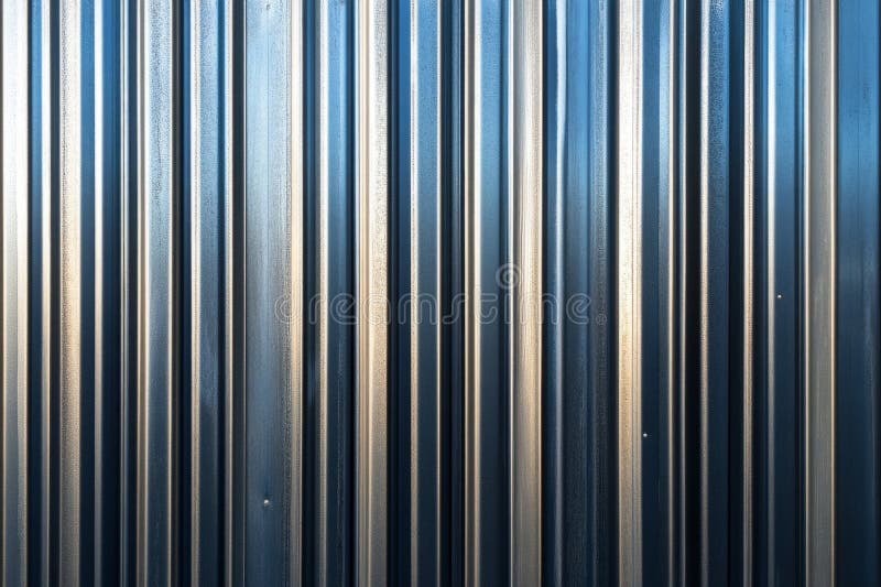 Close-up of Corrugated Metal Sheet Reflecting Sunlight, Creating a ...