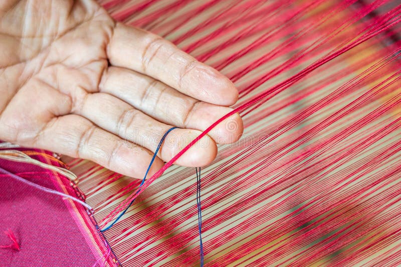 Close-up of Cotton Weaving Characteristic of Thai Textiles Stock Photo ...